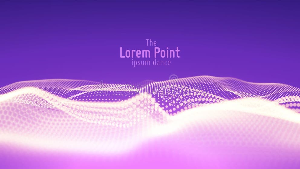 Vector Abstract Violet Particle Wave, Points Array, Shallow Depth of Field. Futuristic ...