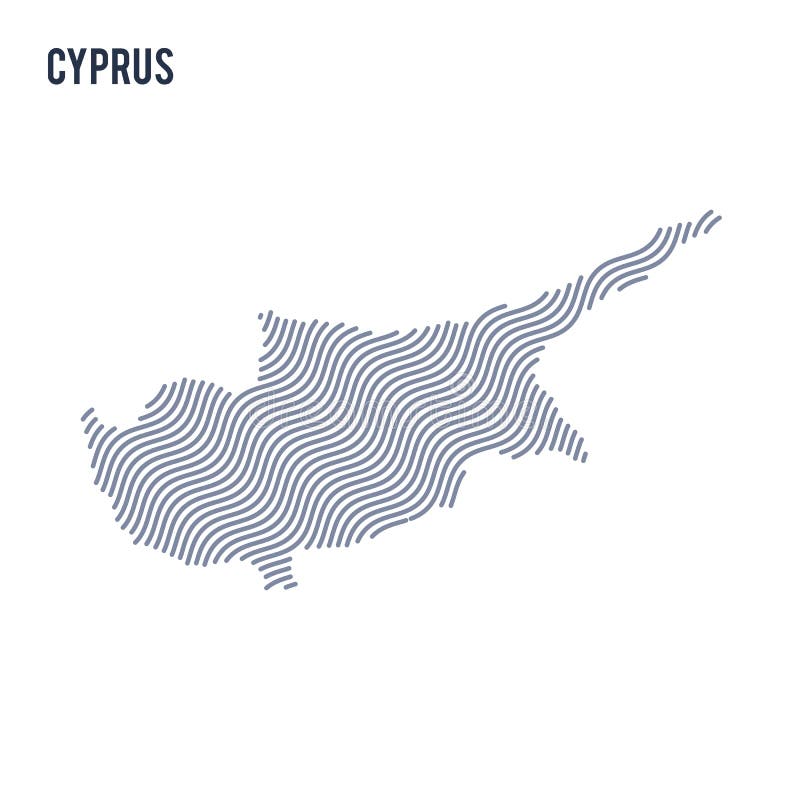 Vector Abstract Wave Map of Cyprus Isolated on a White Background ...