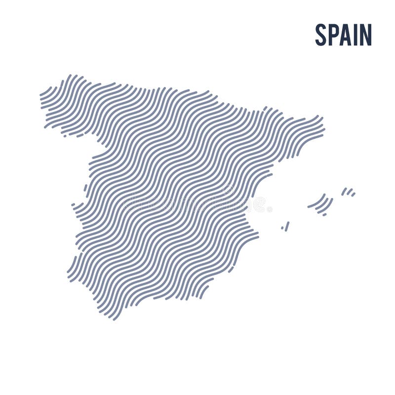 Vector Abstract Wave Map of Spain Isolated on a White Background. Stock ...