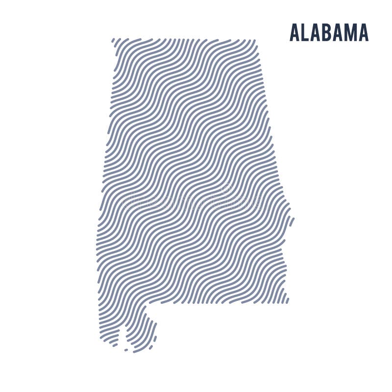 Vector Abstract Wave Map of State of Alabama Isolated on a White ...