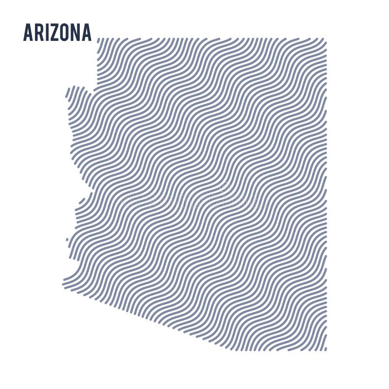 Vector Abstract Wave Map of State of Arizona Isolated on a White ...