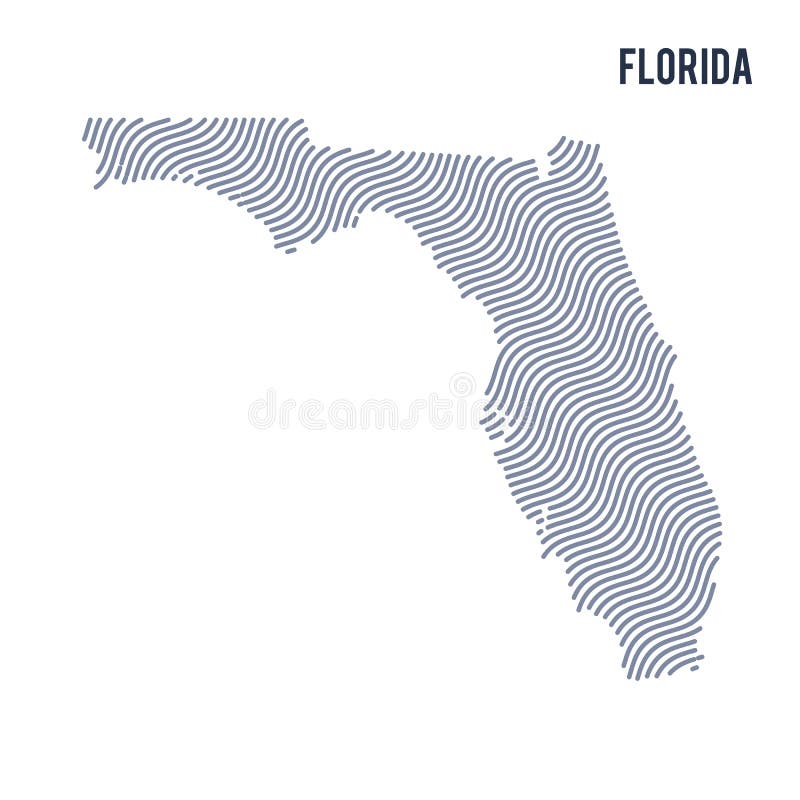 Vector Abstract Wave Map of State of Florida Isolated on a White ...