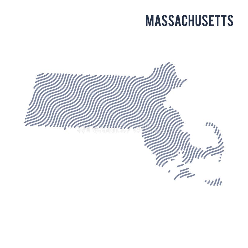 Vector Abstract Wave Map of State of Massachusetts Isolated on a White ...