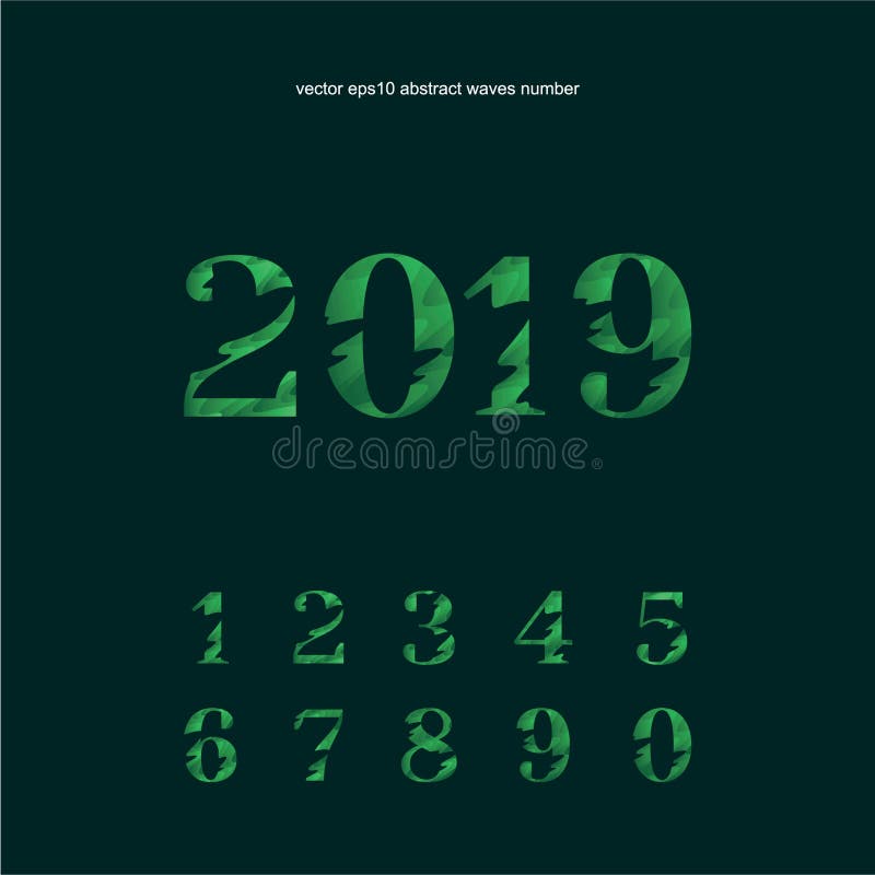 Vector Abstract Waves Green Number Stock Vector - Illustration of shape ...