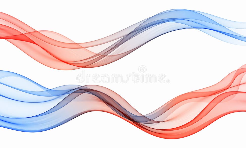 Vector Abstract Waves in Red, Blue, and Dark Gray Tones on White ...