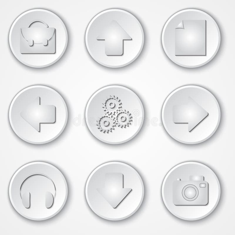 Vector Abstract White Round Paper Icon Multimedia Stock Vector ...