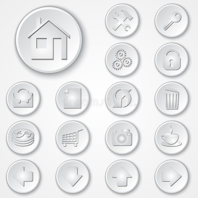 Vector Abstract White Round Paper Icon Set Stock Vector - Illustration ...