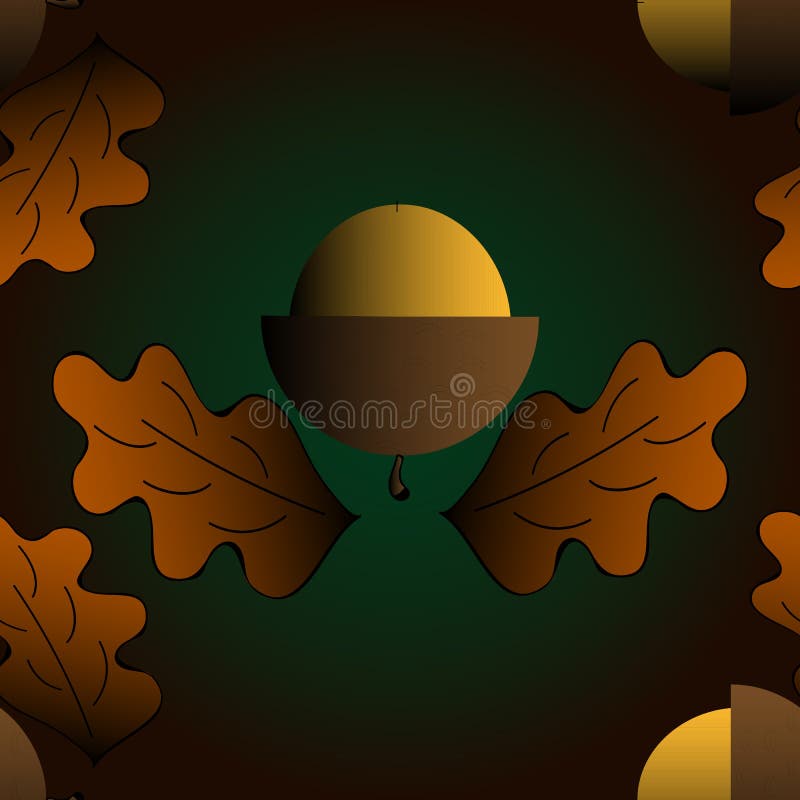 Vector Acorns Foliage Pattern on Gradient Background1 Stock Vector ...