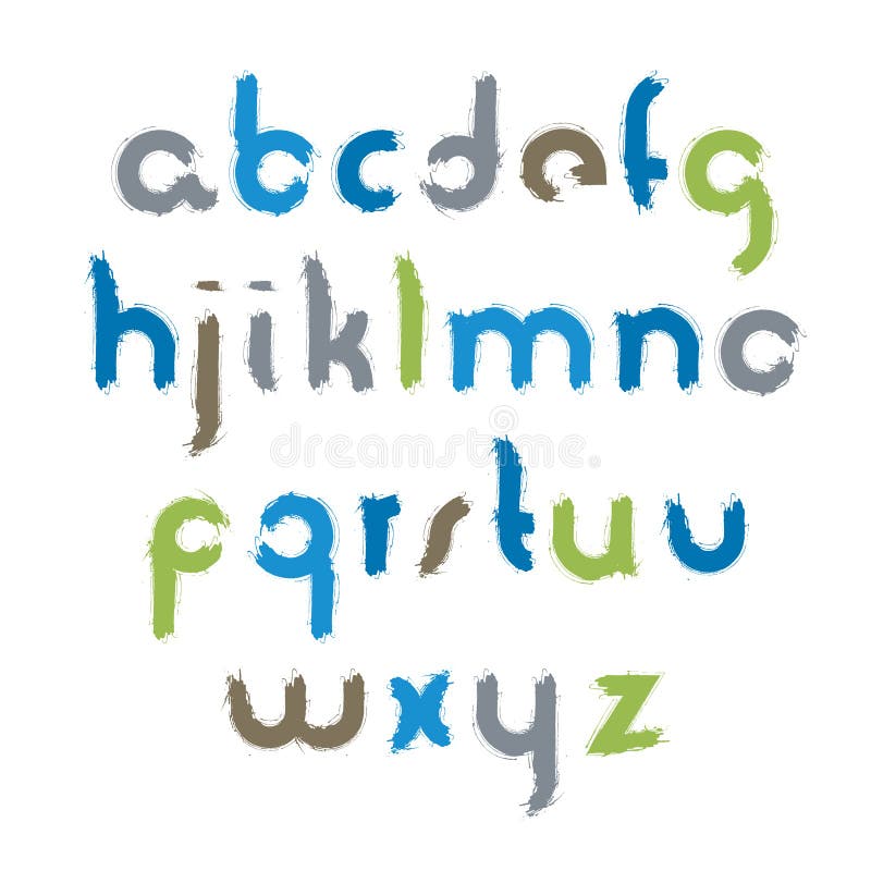 Vector Acrylic Alphabet Letters Set, Hand-drawn Colorful Script, Bright ...