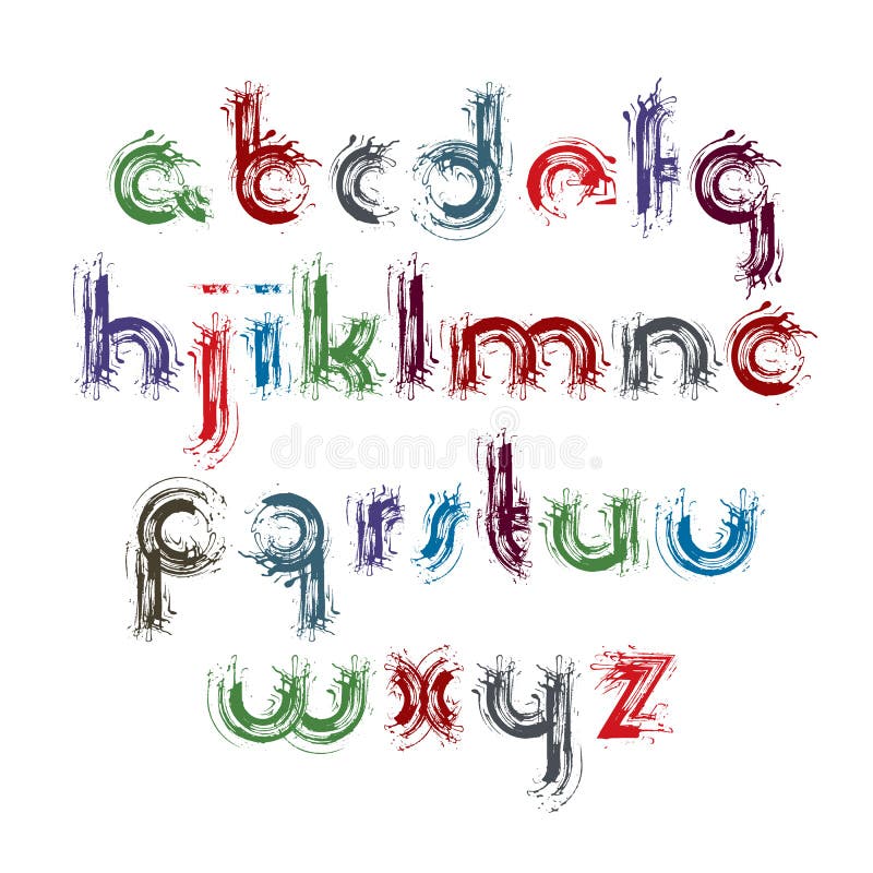 Vector Acrylic Alphabet Letters Set, Hand-drawn Colorful Script, Bright ...
