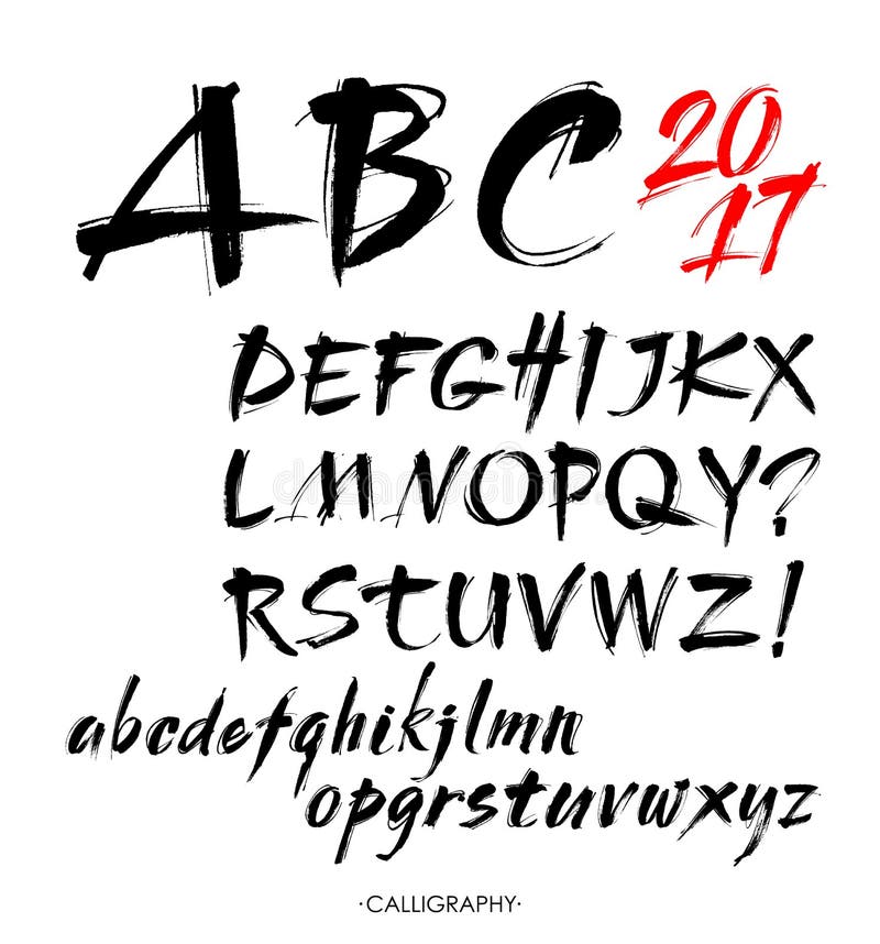 Vector Acrylic Brush Style Hand Drawn Alphabet Font Stock Illustration ...