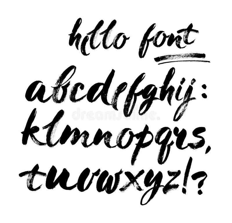 Vector Acrylic Brush Style Hand Drawn Alphabet Font Stock Illustration ...