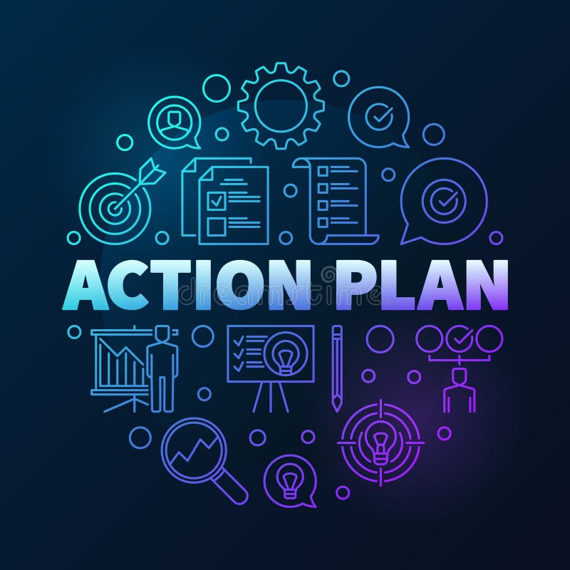 Vector Action Plan Round Colored Outline Illustration Stock Vector ...