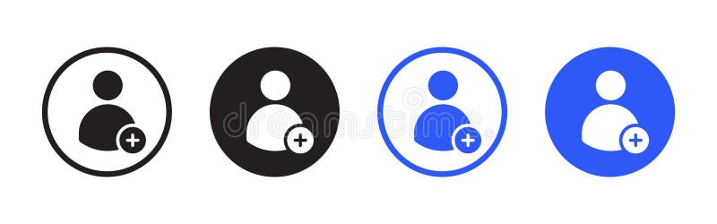 Vector Add Friends Icon in Circle Set Stock Vector - Illustration of ...