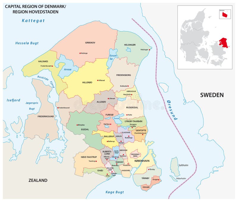 Vector Administrative Map of the Capital Region of Denmark Stock Vector ...