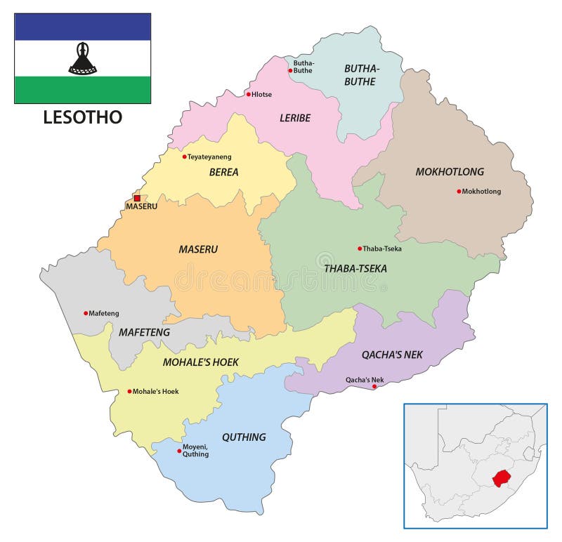 Vector Administrative Map of Kingdom of Lesotho Stock Vector ...
