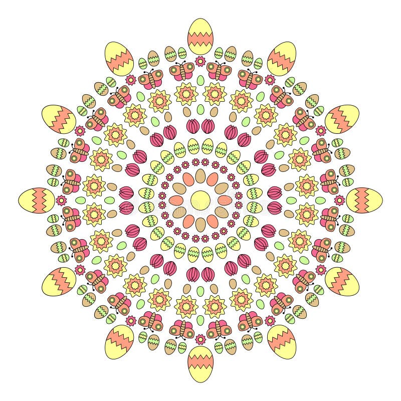 Circular Round Spring Mandala Stock Illustrations – 771 Circular Round ...