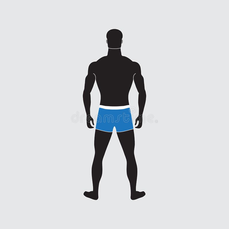 Vector Adult Man Silhouette In Swimming Trunks Stock Vector