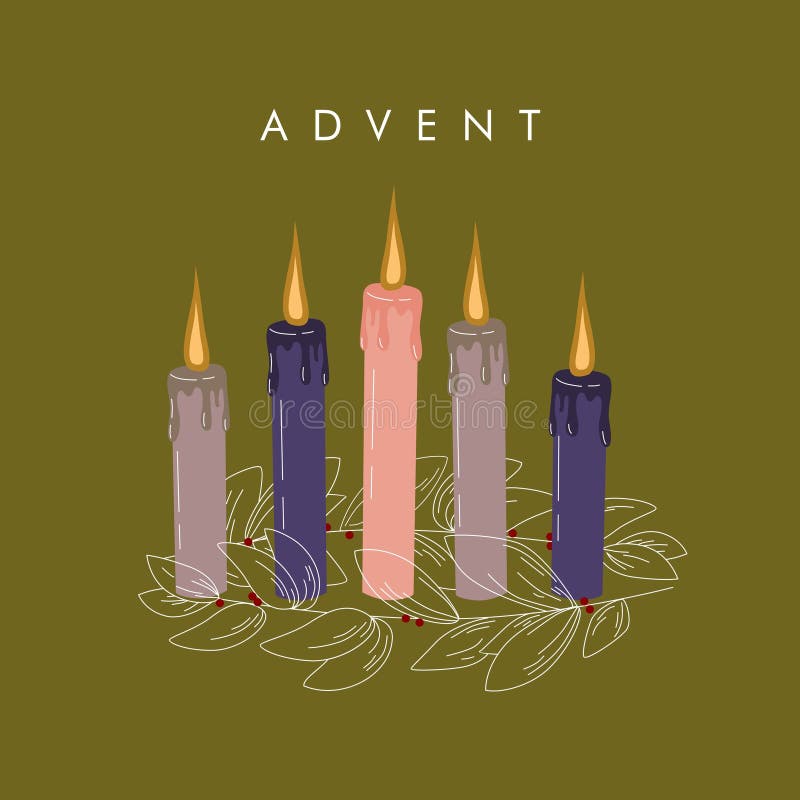 Vector Advent Candles Poster Template Stock Illustration - Illustration ...