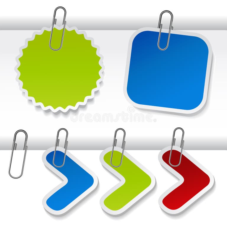 Vector Advertising Labels with Paperclip Stock Vector - Illustration of ...