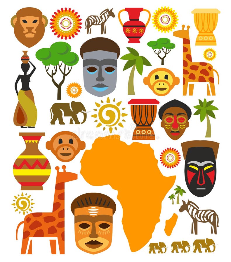 Vector africa icon set stock vector. Illustration of music - 35947348