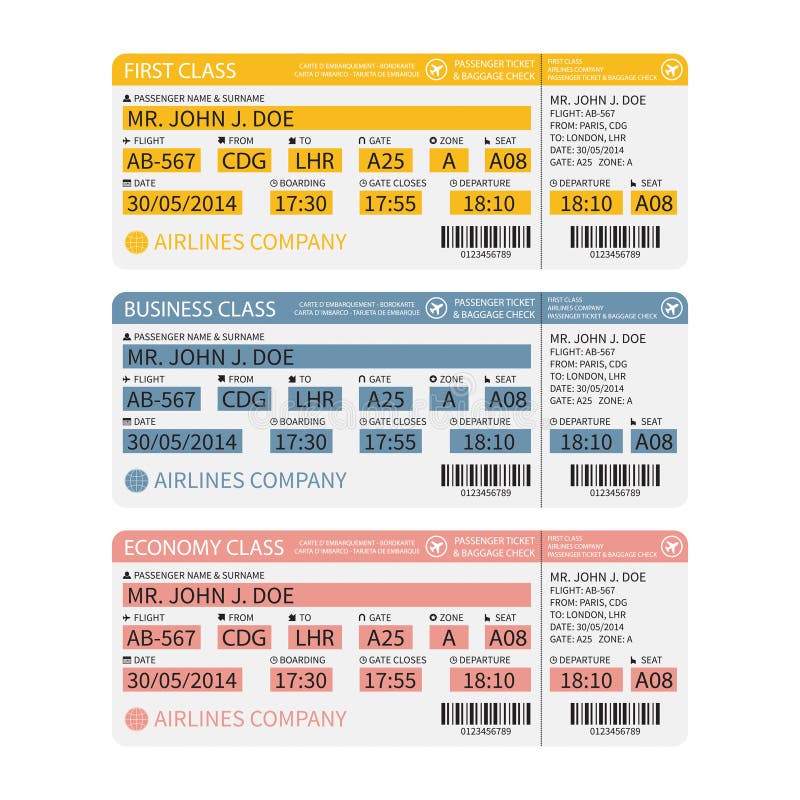 Vector Airline Passenger and Baggage ( Boarding Pass ) Tickets with ...