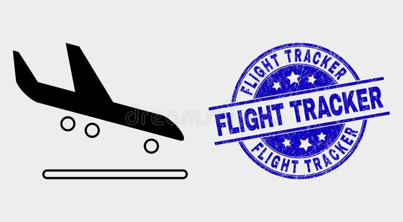 Vector Airplane Arrival Icon and Distress Flight Tracker Seal Stock ...