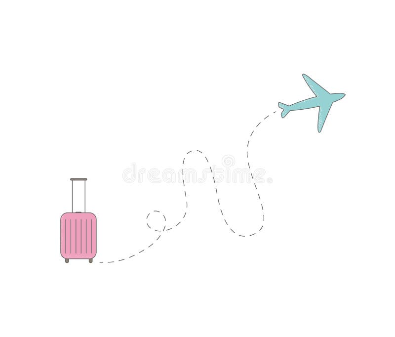 Vector Airplane Dotted Path Flight Route, Aircraft Tracking Icon. Stock ...