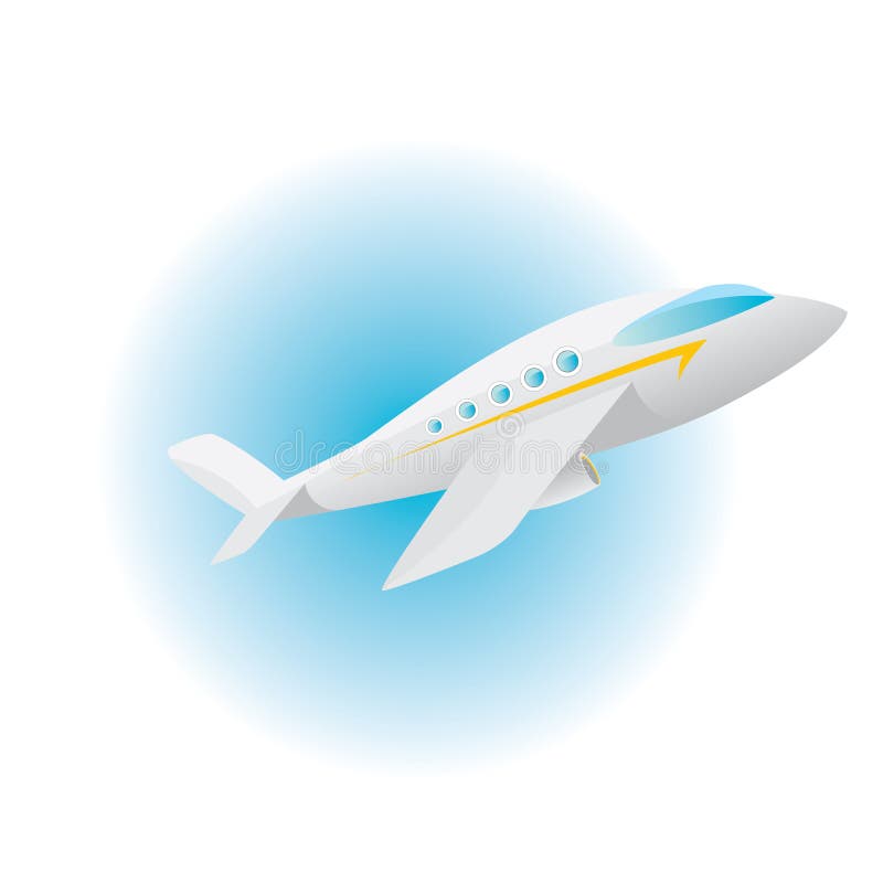 Vector Airplane Icon. Cartoon Plane in Blue Sky Stock Illustration ...