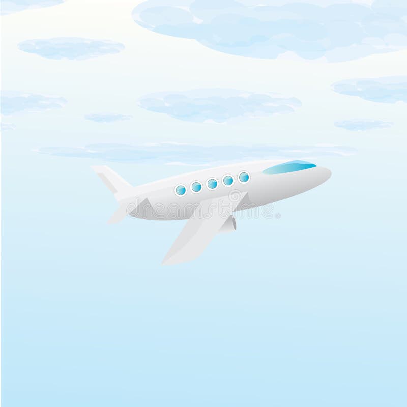 Vector Airplane Icon. Cartoon Plane in Blue Sky Stock Vector ...