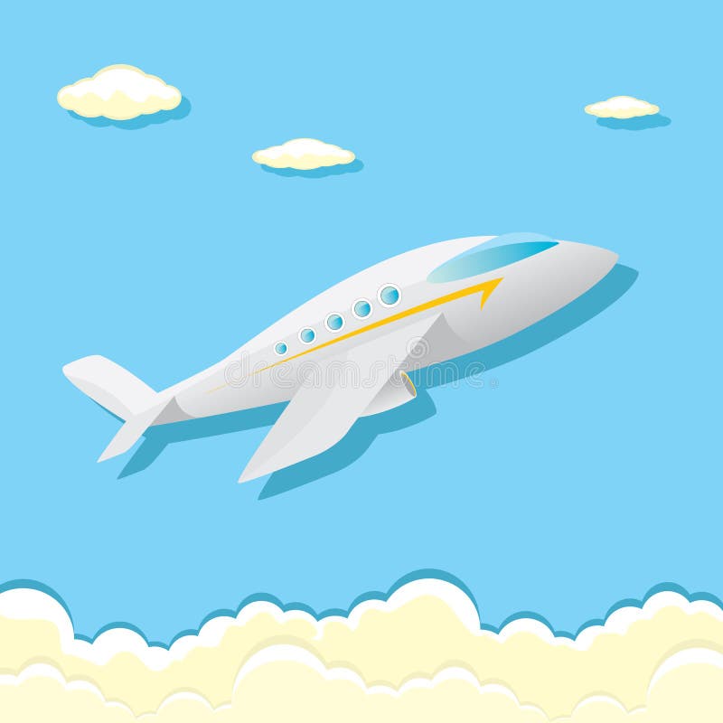 Vector Airplane Icon. Cartoon Plane in Blue Sky Stock Vector ...