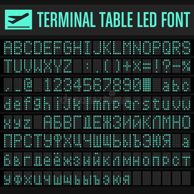 Vector Airport Terminal Table Led Font Set Stock Vector - Illustration ...