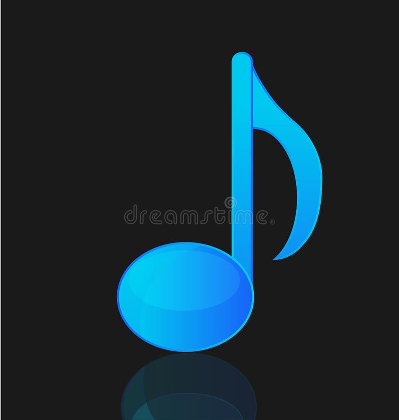 Nota Azul Musical Sobre Fondo Negro Ilustración del Vector ...