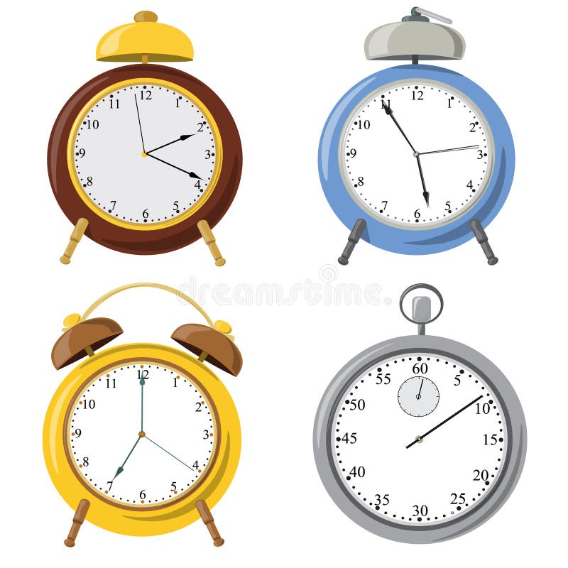Vector Alarm Clock with Bell and Dial. Clock Set Stock Illustration ...