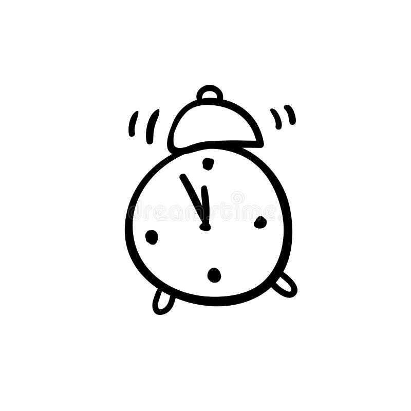 Vector Alarm Clock. Sketch Doodle Black White Illustration. Stock ... Vector Alarm Clock. Sketch Doodle Black White Illustration. Stock ...