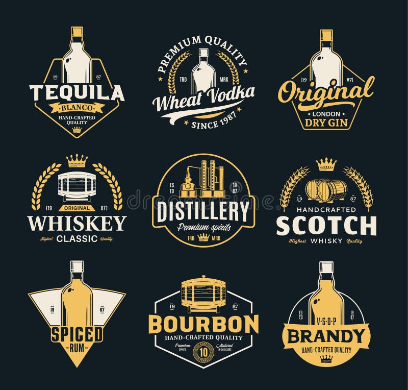 Vector Alcoholic Drinks Vintage Logo Stock Vector - Illustration of ...