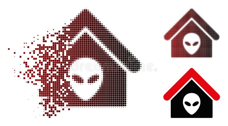 Dust Pixel Halftone Alien Home Icon Stock Vector - Illustration of ...