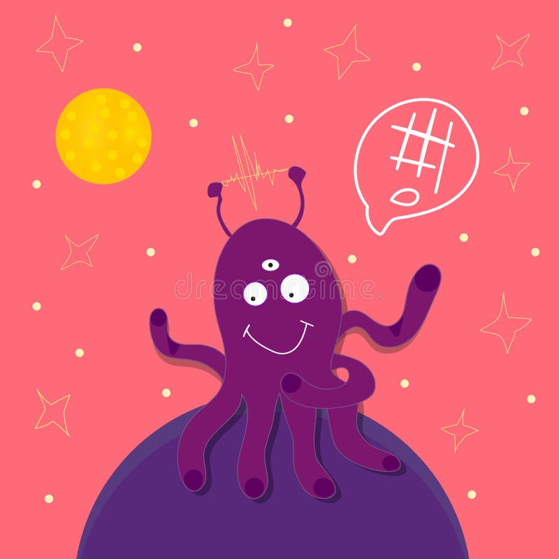 Cartoon octopus - confused stock illustration. Illustration of ...