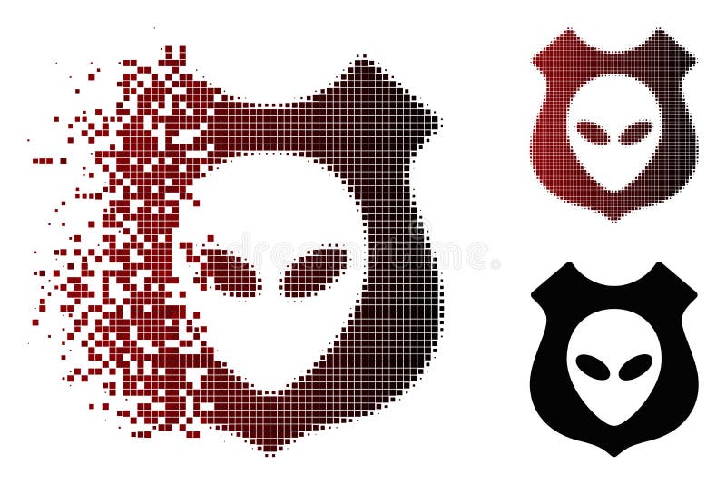 Dust Pixel Halftone Alien Shield Icon Stock Vector - Illustration of ...