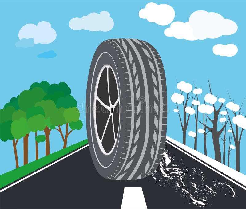 Vector All Season Wheel Tire Icon with Treads. Stock Vector ...