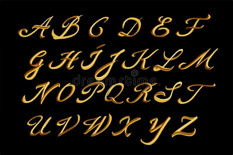 Decorative Ornate Alphabet Vector Font. Golden Leaf Letters Stock ...