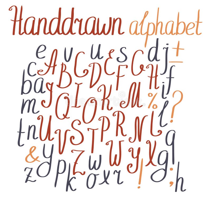 Vector Alphabet. Hand-drawn Letters. Stock Vector - Illustration of ...