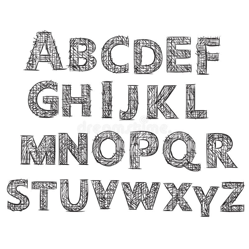 Vector Alphabet. Hand Drawn Letters Stock Vector - Illustration of ...