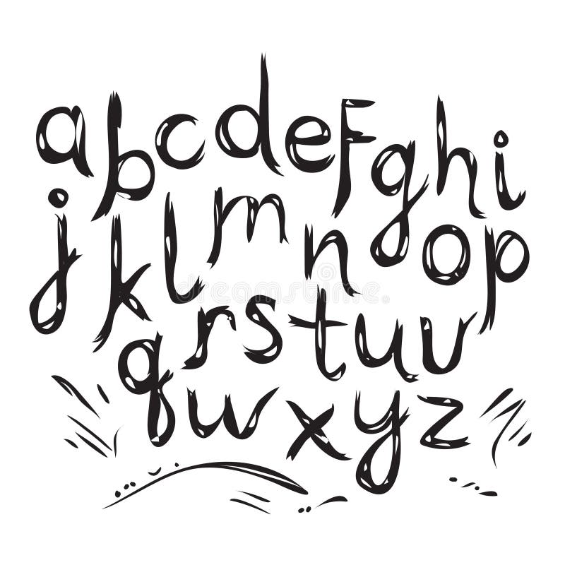 Vector Alphabet. Hand Drawn Letters Stock Vector - Illustration of ...