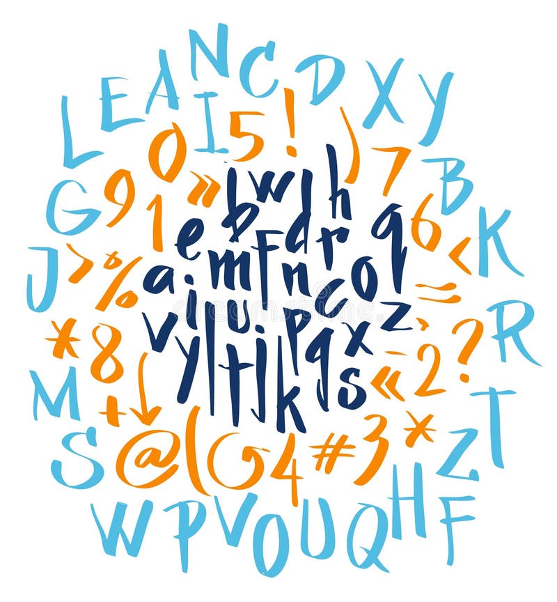 Vector Alphabet. Hand Drawn Letters Stock Vector - Illustration of ...