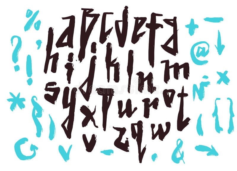 Vector Alphabet. Hand Drawn Letters Stock Vector - Illustration of ...
