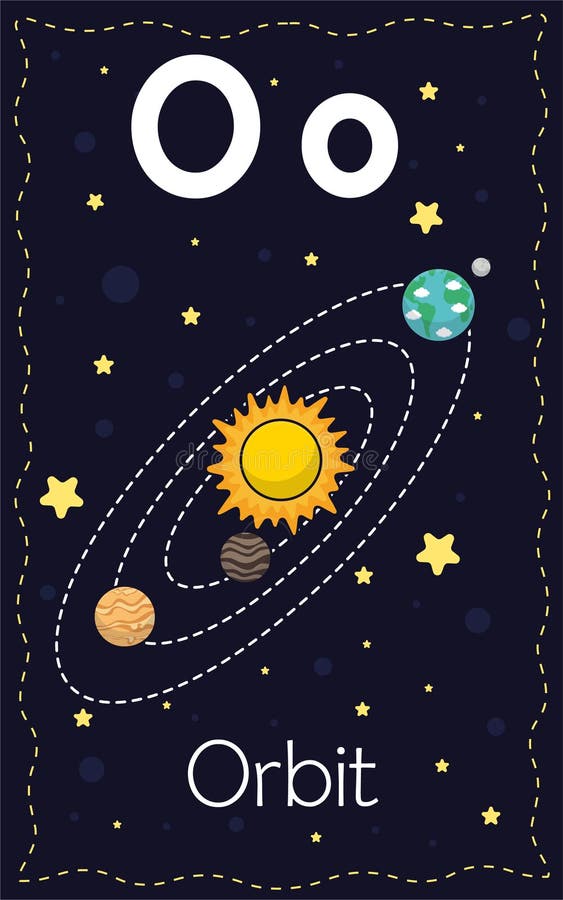 Vector Alphabet Letter an Orbit Flashcard Stock Vector - Illustration ...