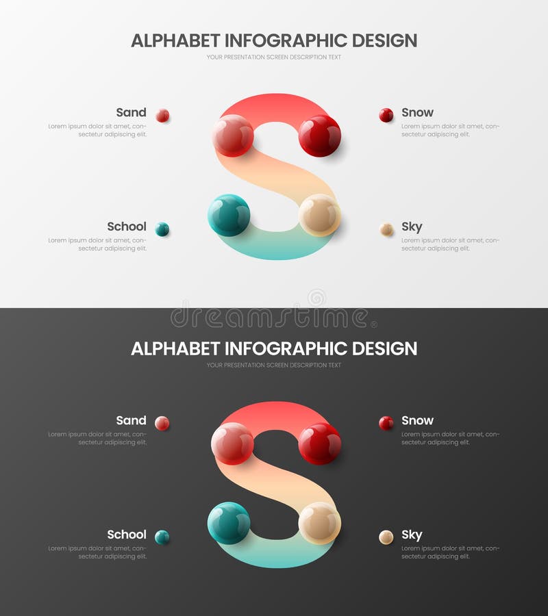 Vector Alphabet 4 Option Infographic S Symbol Visualization Template ...