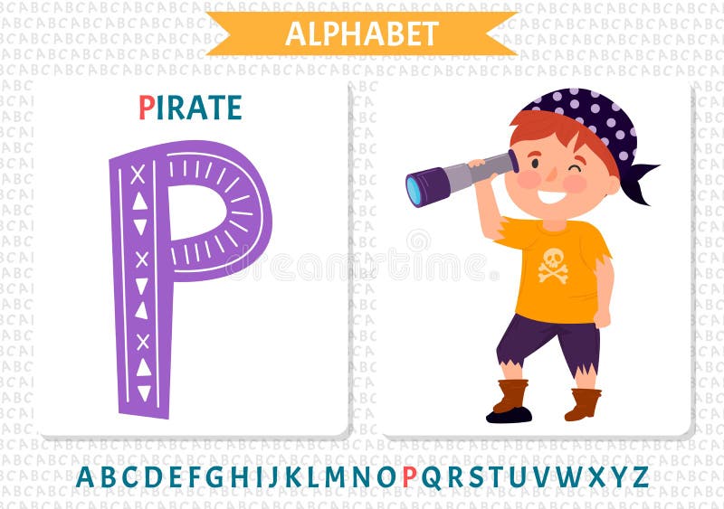 Vector Alphabet on Sea Pirate S Theme. Letter P Stock Vector ...