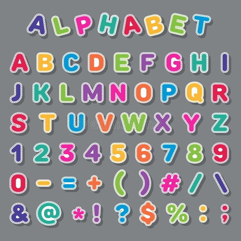 Vector Alphabet with Signs and Letters in a Bright Style with Dotted ...